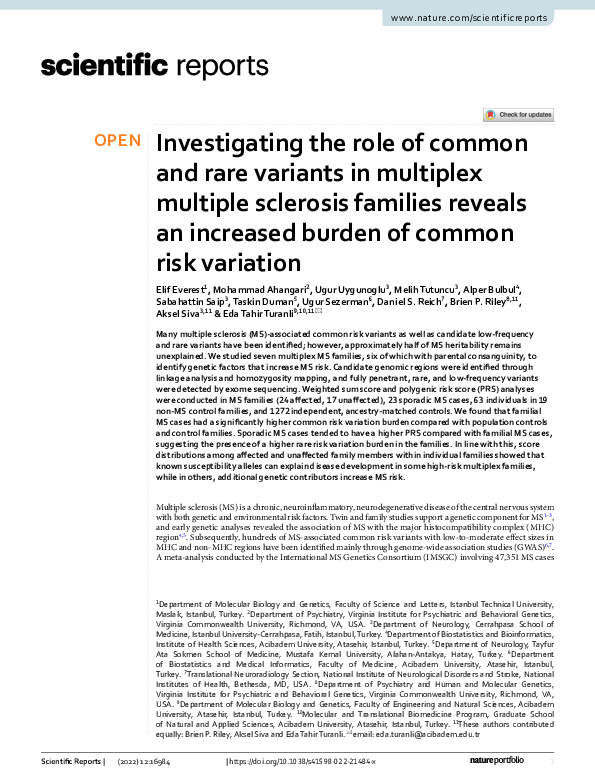 (PDF) Investigating the role of common and rare variants in multiplex ...
