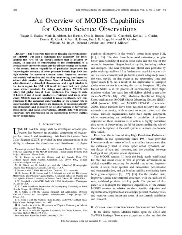 (PDF) An overview of MODIS capabilities for ocean science observations ...