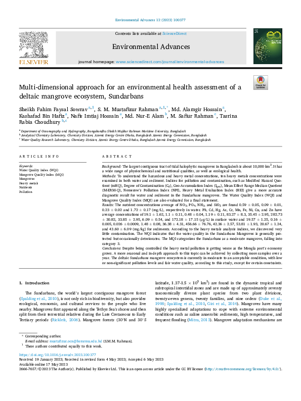 (PDF) Multi-dimensional approach for an environmental health assessment ...