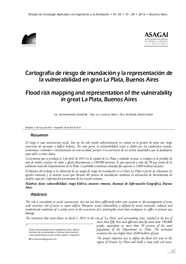 (PDF) Flood risk mapping and representation of the vulnerability in great La Plata, Buenos Aires ...