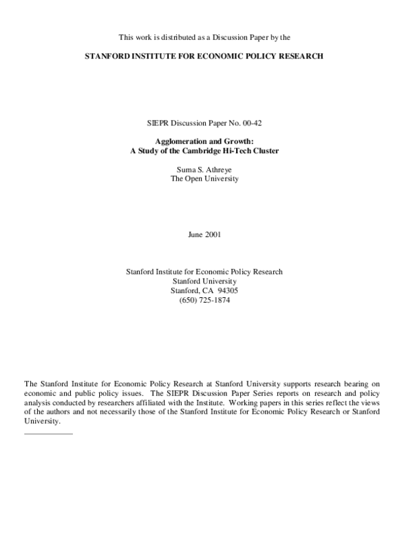 (PDF) Agglomeration and Growth: A Study of the Cambridge Hi-tech ...