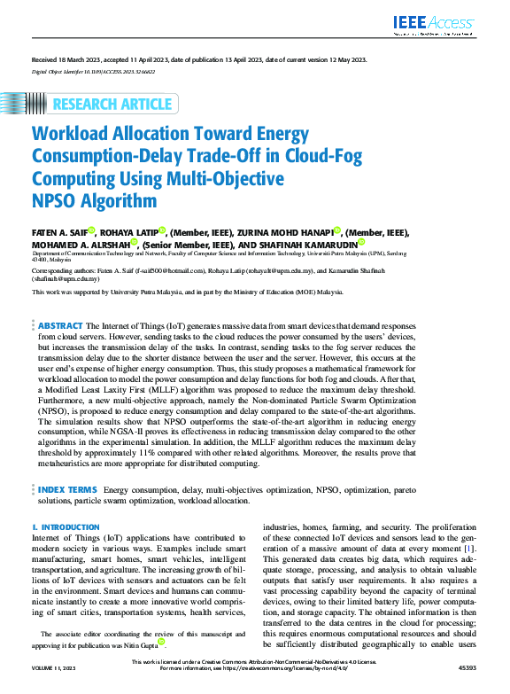 (PDF) Workload Allocation Toward Energy Consumption-Delay Trade-Off in Cloud-Fog Computing Using ...
