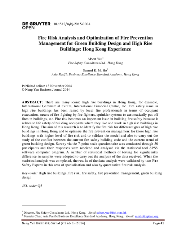 (PDF) Fire Risk Analysis and Optimization of Fire Prevention Management ...