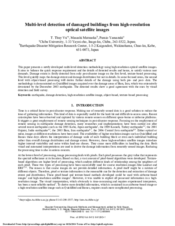 (PDF) Multilevel detection of damaged buildings from high-resolution ...