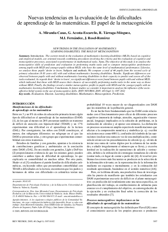 (PDF) Nuevas tendencias en la evaluación de las dificultades de aprendizaje de las matemáticas ...