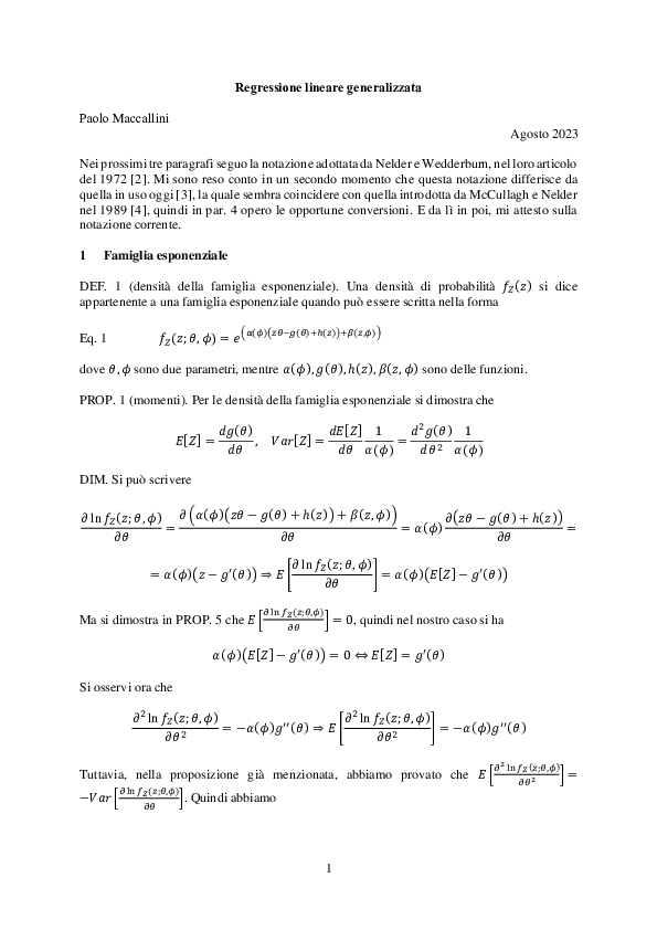 (PDF) Regressione lineare generalizzata