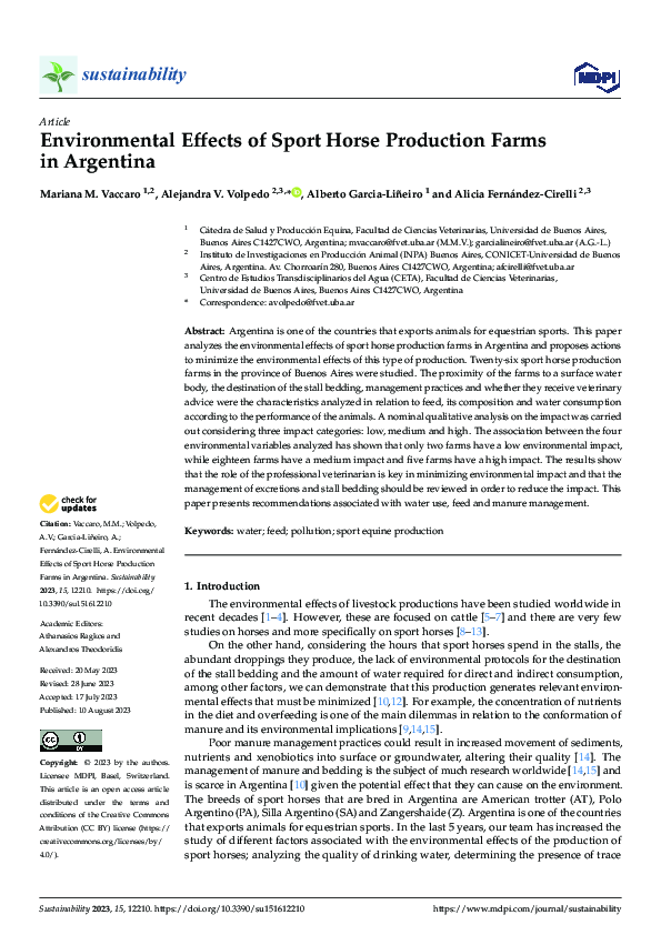 (PDF) Environmental Effects of Sport Horse Production Farms in Argentina
