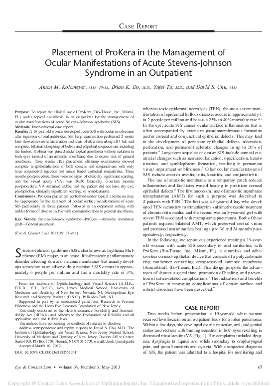 (PDF) Placement of ProKera in the Management of Ocular Manifestations ...