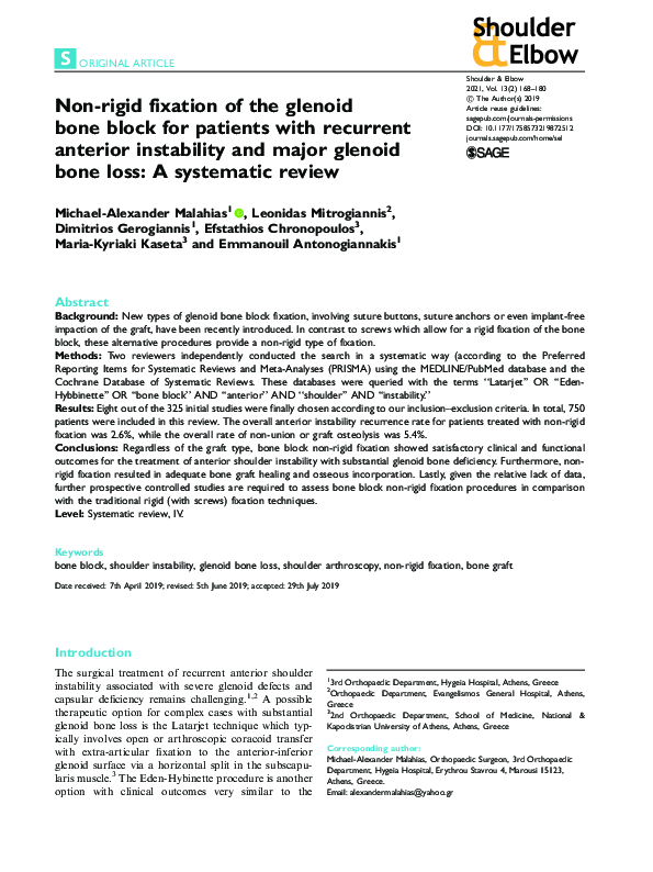 (PDF) Non-rigid fixation of the glenoid bone block for patients with ...