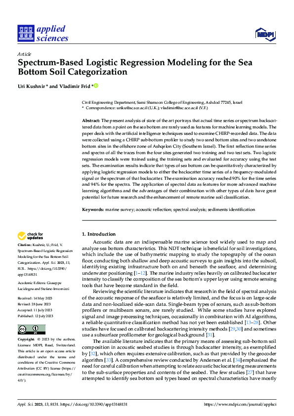 (PDF) Spectrum-Based Logistic Regression Modeling for the Sea Bottom Soil Categorization
