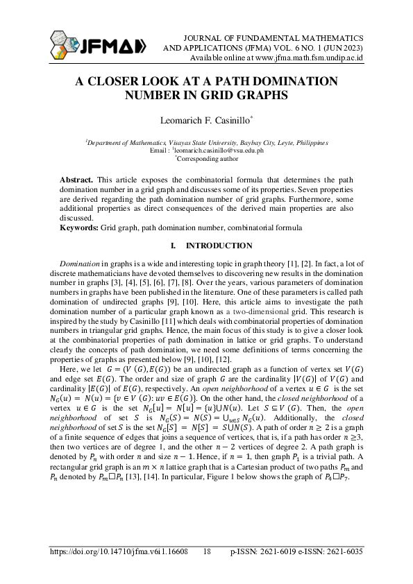 (PDF) A CLOSER LOOK AT A PATH DOMINATION NUMBER IN GRID GRAPHS