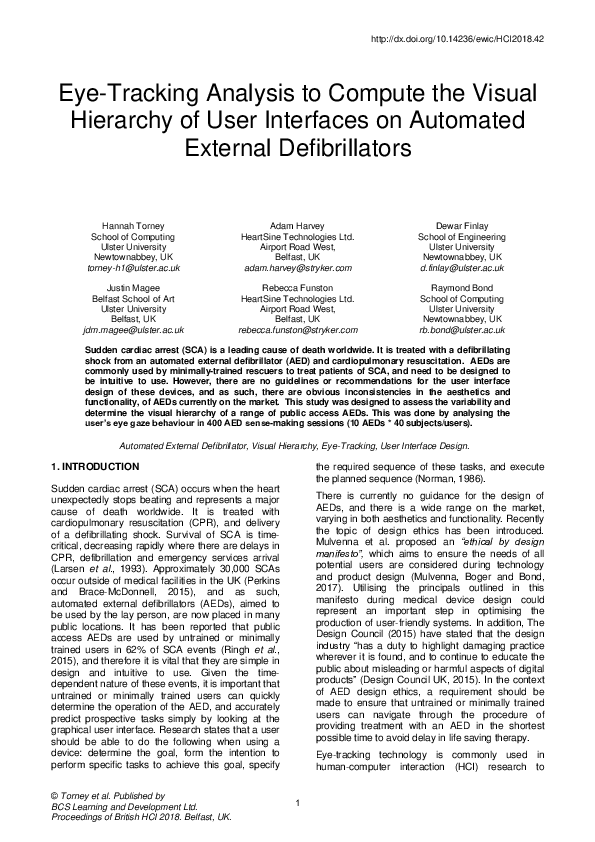 (PDF) Visual Hierarchy Analysis of AED User Interfaces via Eye-Tracking