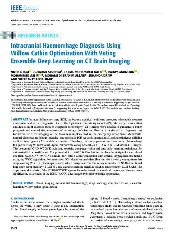 (PDF) Intracranial Haemorrhage Diagnosis Using Willow Catkin ... (PDF) Intracranial Haemorrhage Diagnosis Using Willow Catkin ...