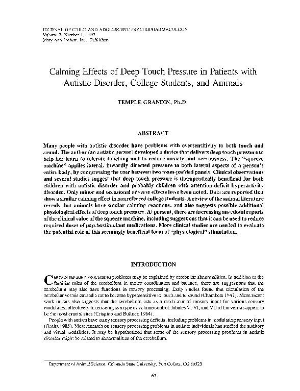 (PDF) Calming Effects of Deep Touch Pressure in Patients with Autistic ...