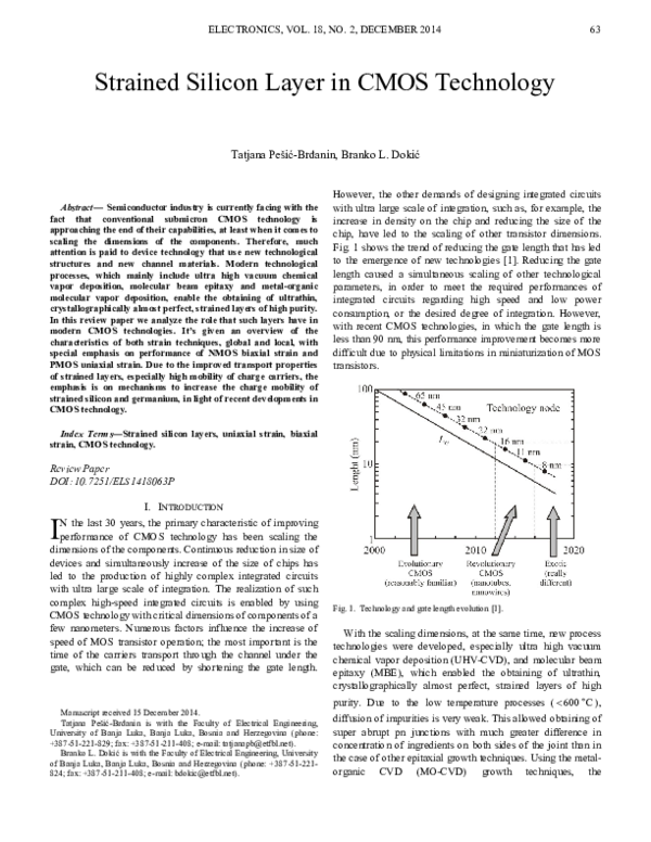 (PDF) Strained Silicon Layer in CMOS Technology