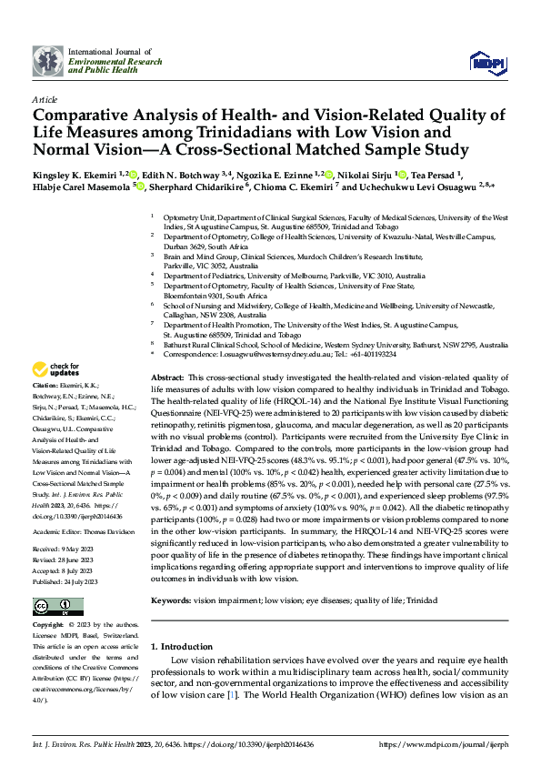 (PDF) Comparative Analysis of Health- and Vision-Related Quality of ...