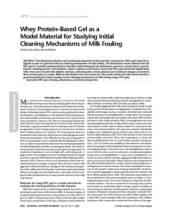 (PDF) Whey Protein-Based Gel as a Model Material for Studying Initial ...