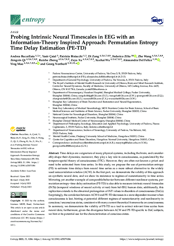 Pdf Probing Intrinsic Neural Timescales In Eeg With An Information