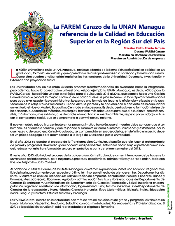 (PDF) La Farem Carazo De La Unan Managua, La Referencia De La Calidad ...