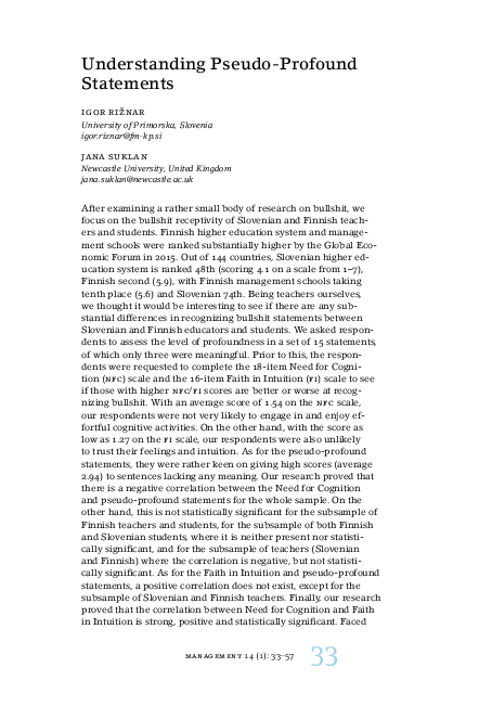 (PDF) Understanding Pseudo-Profound Statements