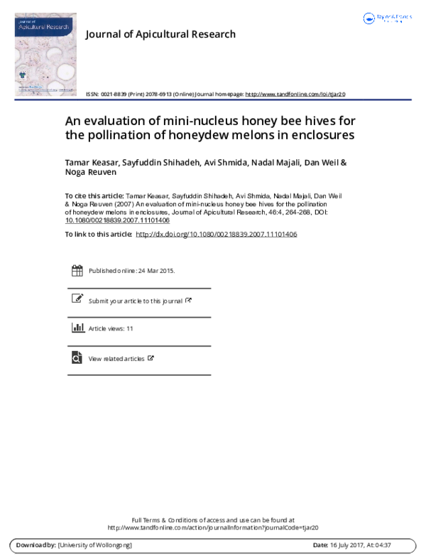 (PDF) An evaluation of mini-nucleus honey bee hives for the pollination ...