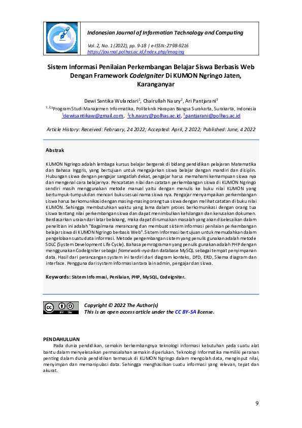 (PDF) Sistem Informasi Penilaian Perkembangan Belajar Siswa Berbasis Web Dengan Framework ...
