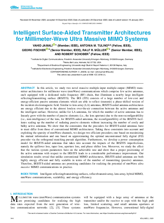 (PDF) Intelligent Surface-Aided Transmitter Architectures for Millimeter-Wave Ultra Massive MIMO ...