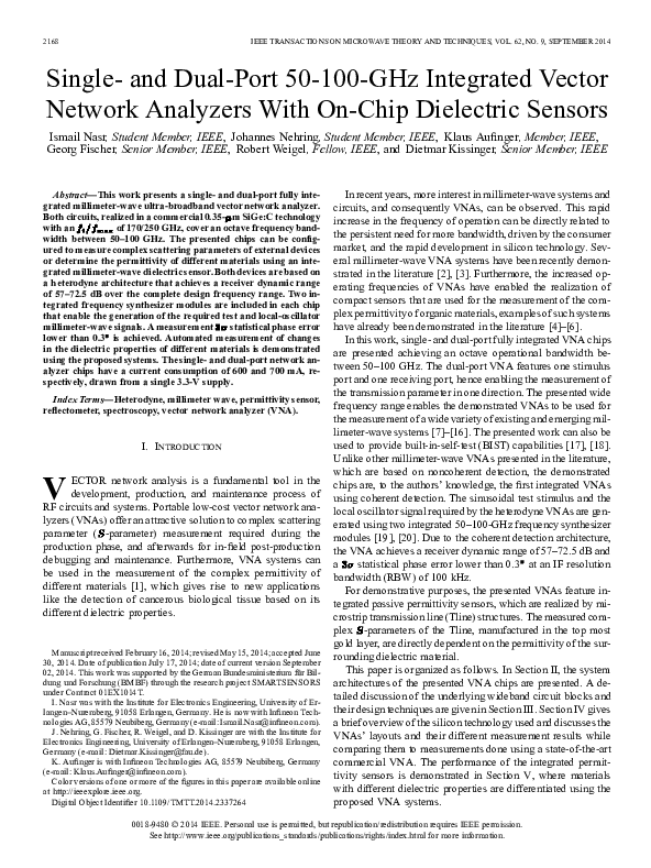 (PDF) Single- and Dual-Port 50-100-GHz Integrated Vector Network ...
