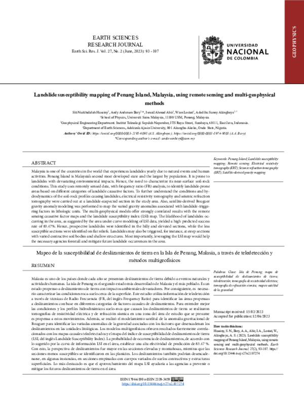 (PDF) Landslide susceptibility mapping of Penang Island, Malaysia, using remote sensing and ...