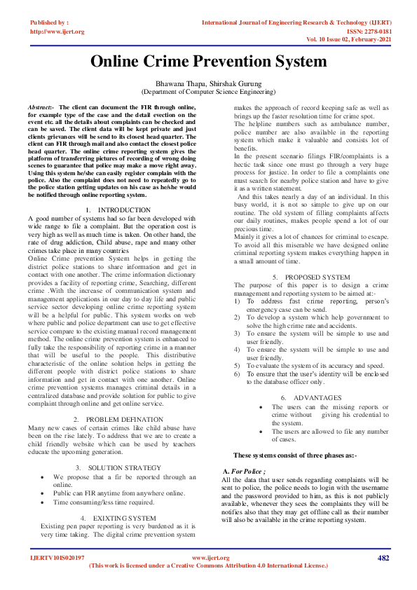 (PDF) Online Crime Prevention System