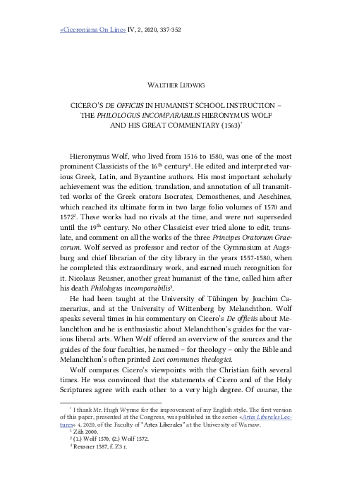 (PDF) Cicero's De officiis in Humanist School Instruction – The ...