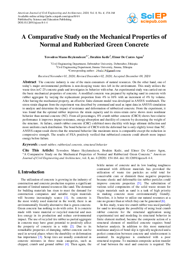 (PDF) A Comparative Study on the Mechanical Properties of Normal and Rubberized Green Concrete