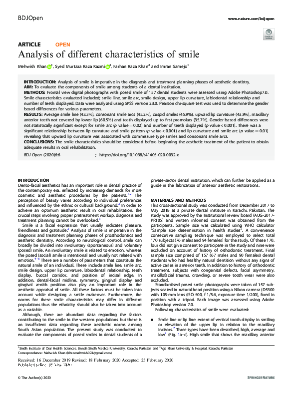 (PDF) Analysis of different characteristics of smile