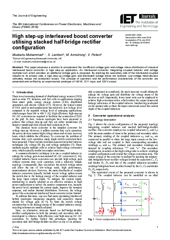 (PDF) High step‐up interleaved boost converter utilising stacked half ...