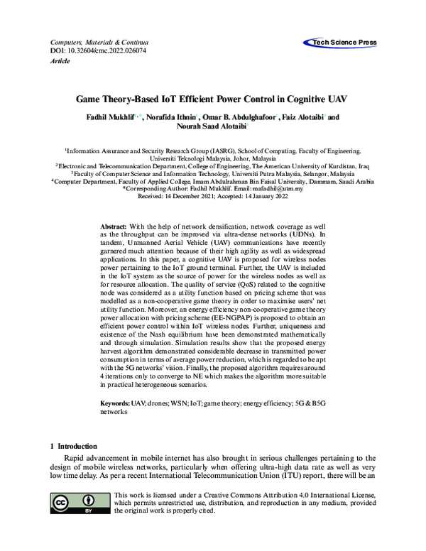 (PDF) Game Theory-Based IoT Efficient Power Control in Cognitive UAV