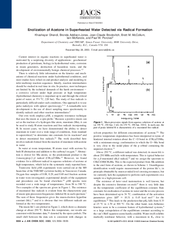 (PDF) Enolization of Acetone in Superheated Water Detected via Radical ...