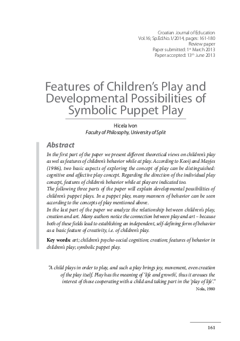 (PDF) Features of Children's Play and Developmental Possibilities of ...