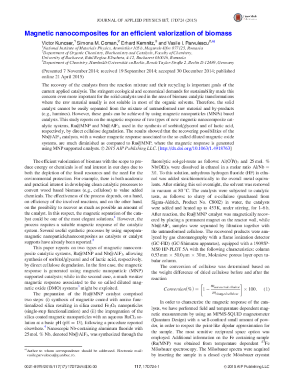 (PDF) Magnetic nanocomposites for an efficient valorization of biomass
