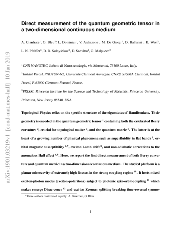 (PDF) Measurement of the quantum geometric tensor and of the anomalous ...