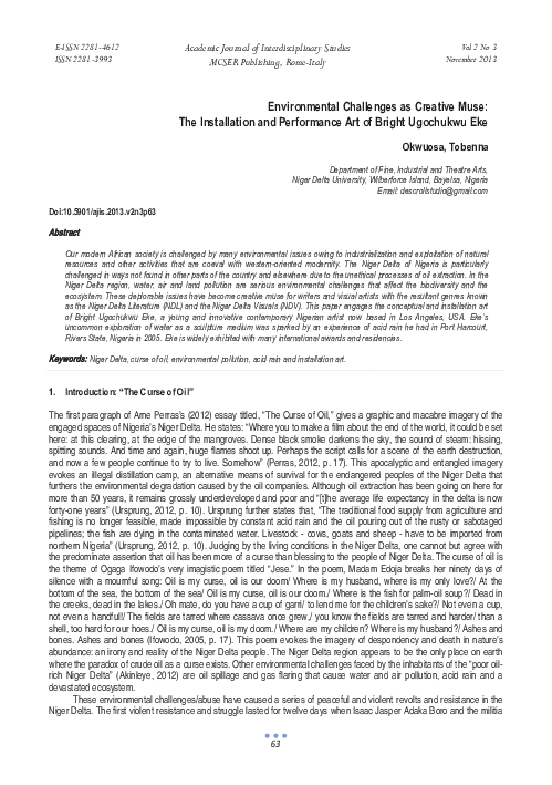 (PDF) Environmental Challenges as Creative Muse: The Installation and ...