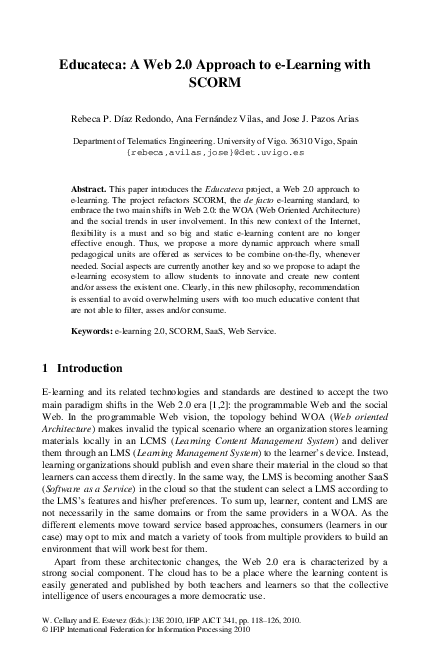 (PDF) Educateca: A Web 2.0 Approach to e-Learning with SCORM | Ana ...
