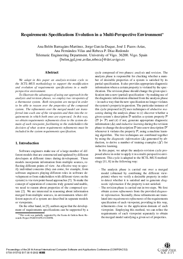 (PDF) Requirements specification evolution in a multi-perspective ...