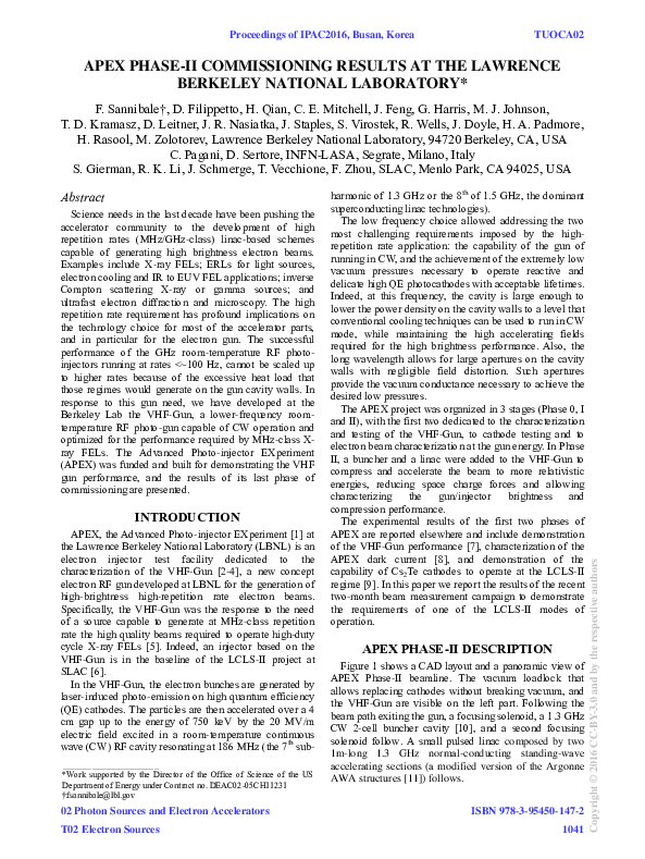 (PDF) APEX Phase-II Commissioning Results at the Lawrence Berkeley ...