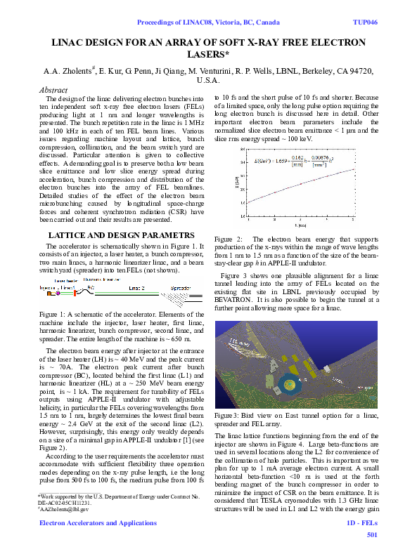 (PDF) Linac Design for an Array of Soft X-Ray Free Electron Lasers