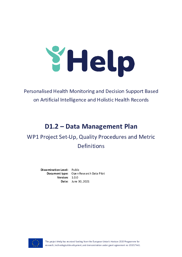 (PDF) iHelp: Data Management Plan