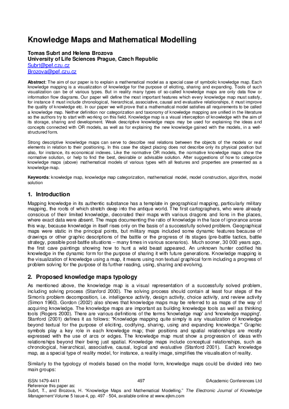 (PDF) Knowledge Maps and Mathematical Modelling