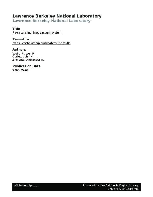 (PDF) Re-circulating linac vacuum system