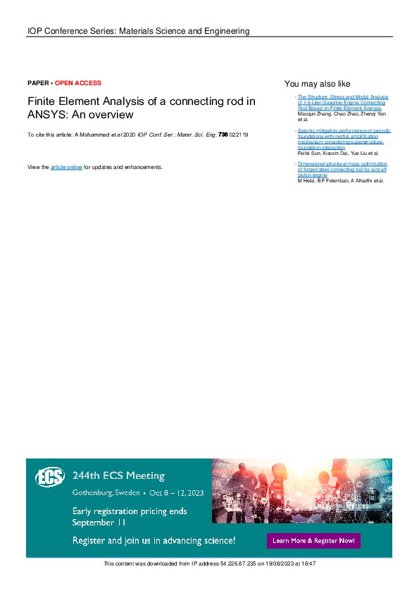 Pdf Finite Element Analysis Of A Connecting Rod In Ansys An Overview