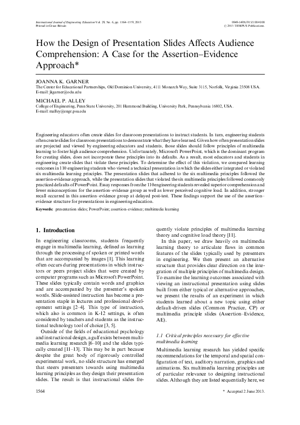 (PDF) How the design of presentation slides affects audience ...