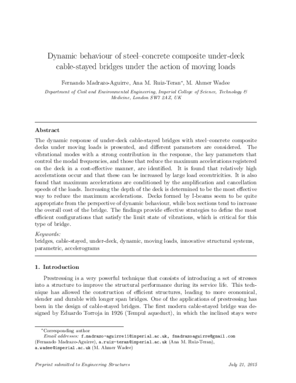 (PDF) Dynamic behaviour of steel–concrete composite under-deck cable-stayed bridges under the ...